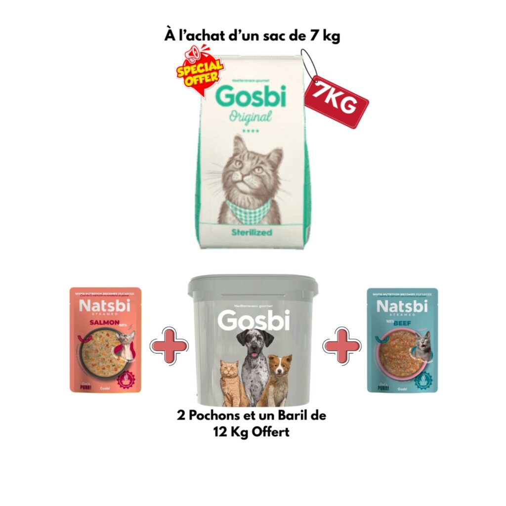 Gosbi Croquettes Original Chat Stérilisé ( 7kg ) | Baril Inclus et 2 ...